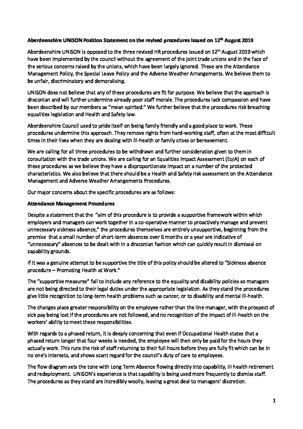 UNISON Position Paper Aug 2019 final – Aberdeenshire UNISON