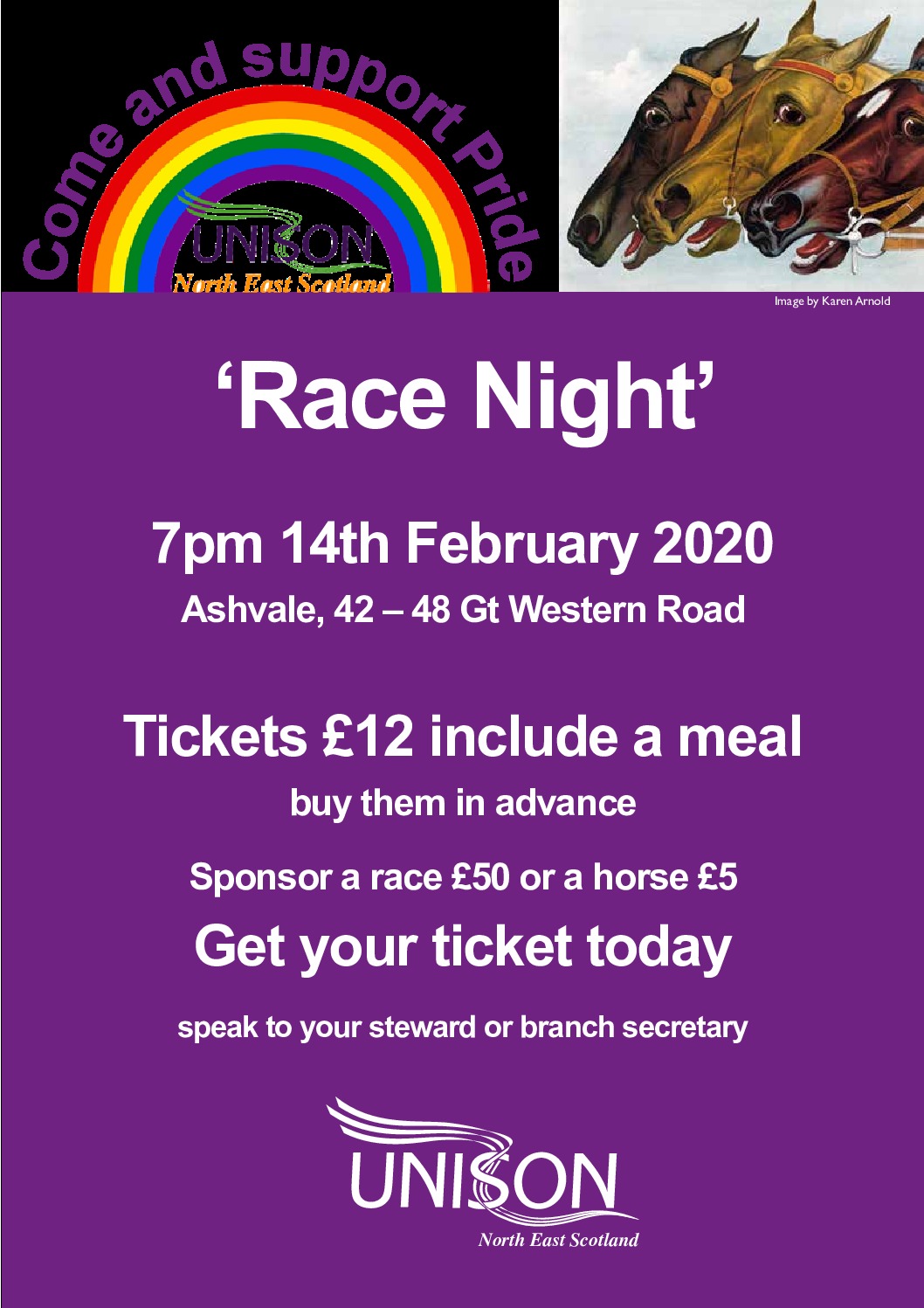 Race night poster web – Aberdeenshire UNISON